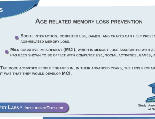 Age related memory loss prevention - Intelligence and brain research news